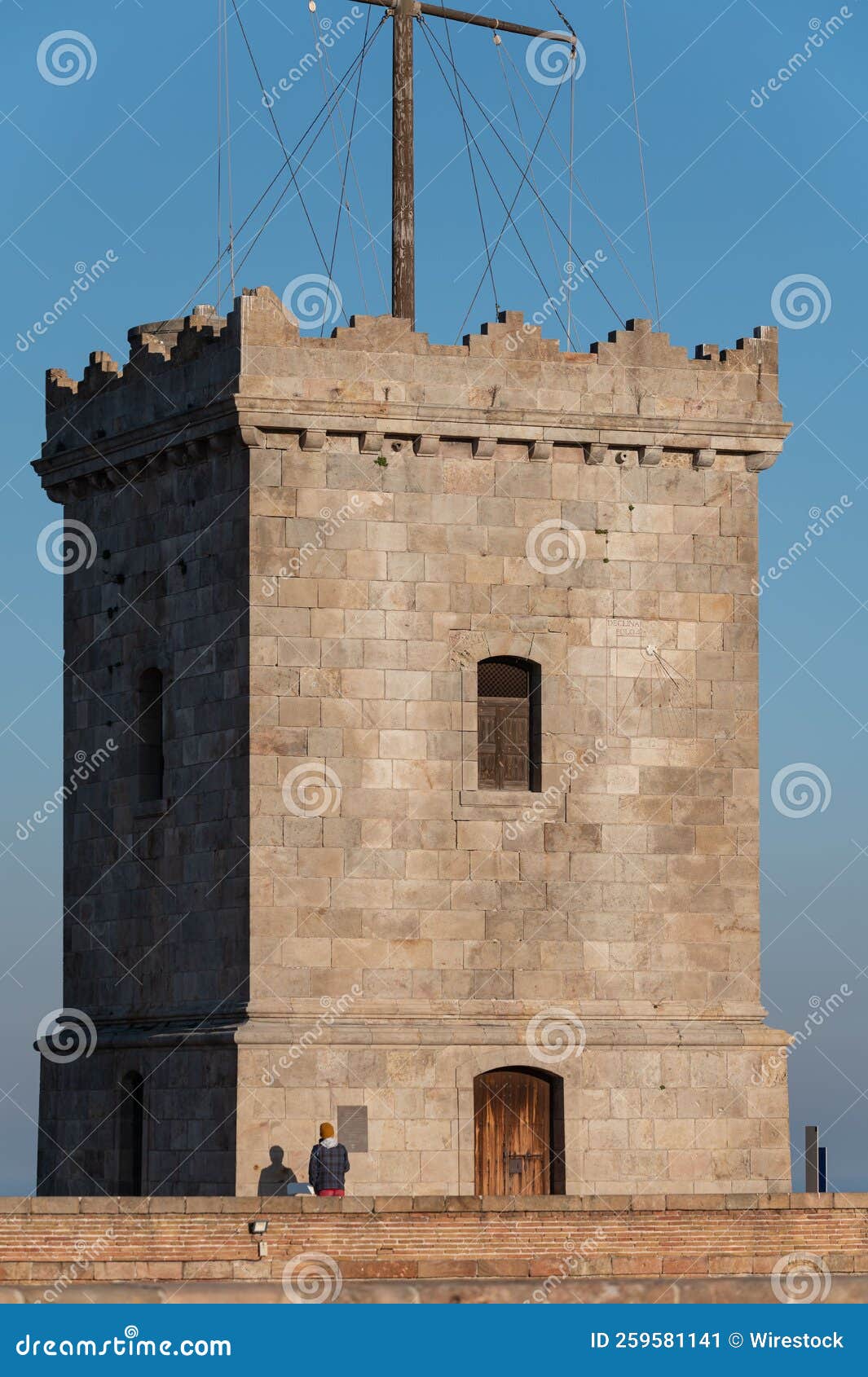 Vertical of the Square Tower of Montjuic Castle, Spain. Editorial Photo ...