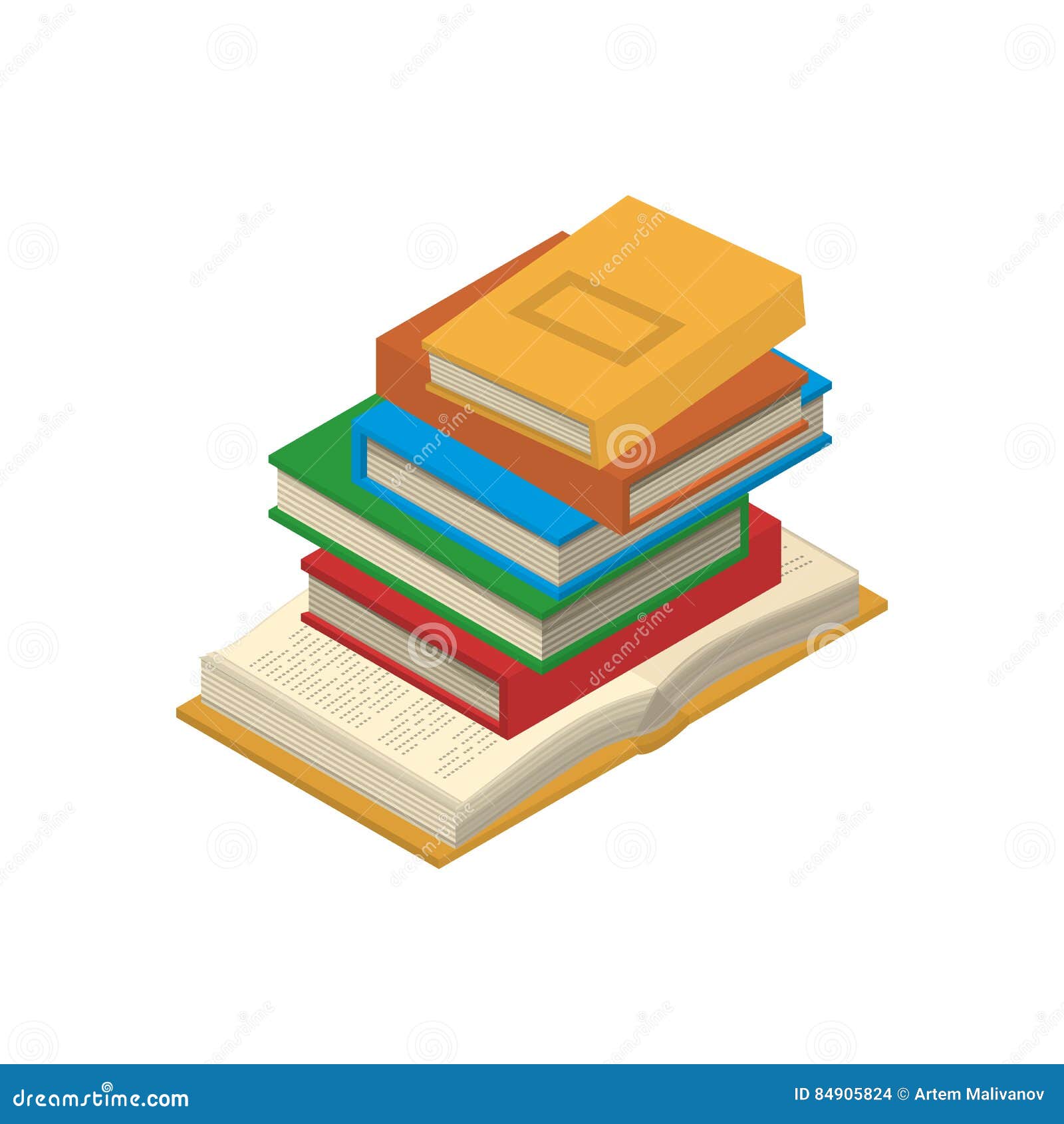 Vertical Stack of Books and Tutorials. Stock Vector - Illustration of ...