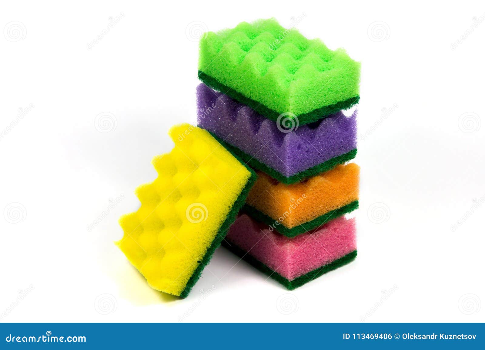 Vertical Stack of Cleaning Sponges, Isolated on the White Background ...