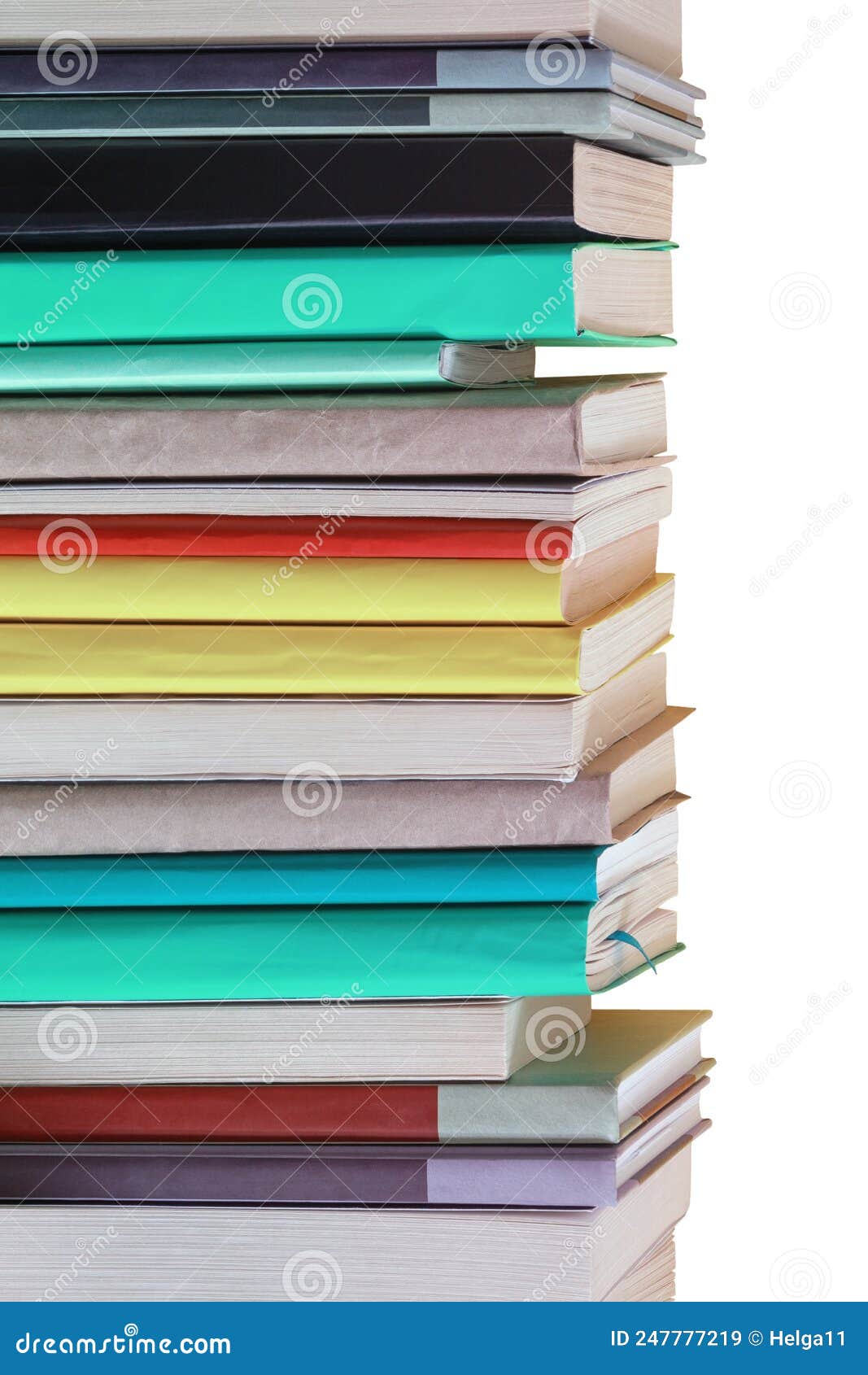 Vertical Stack of Different Colorful Books on White Background Stock ...