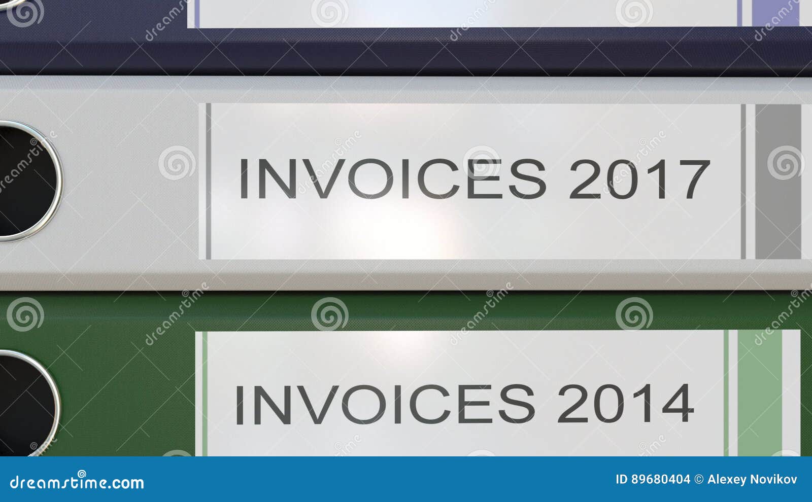 Vertical Stack of Multicolor Office Binders with Invoices Tags ...