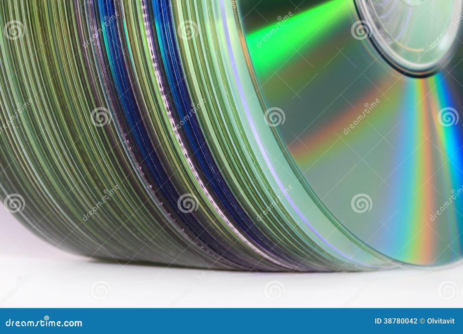 Vertical Stack of Rainbow CDs Stock Photo - Image of label, blue: 38780042