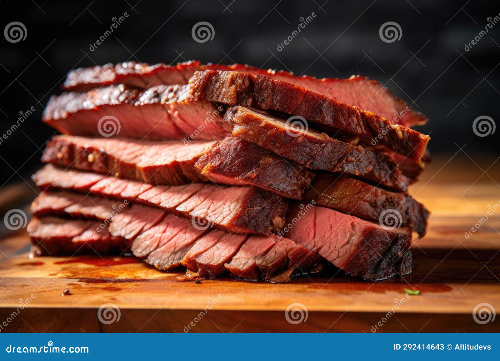 Vertical Stack of Smoked Beef Brisket Slices Stock Image - Image of ...