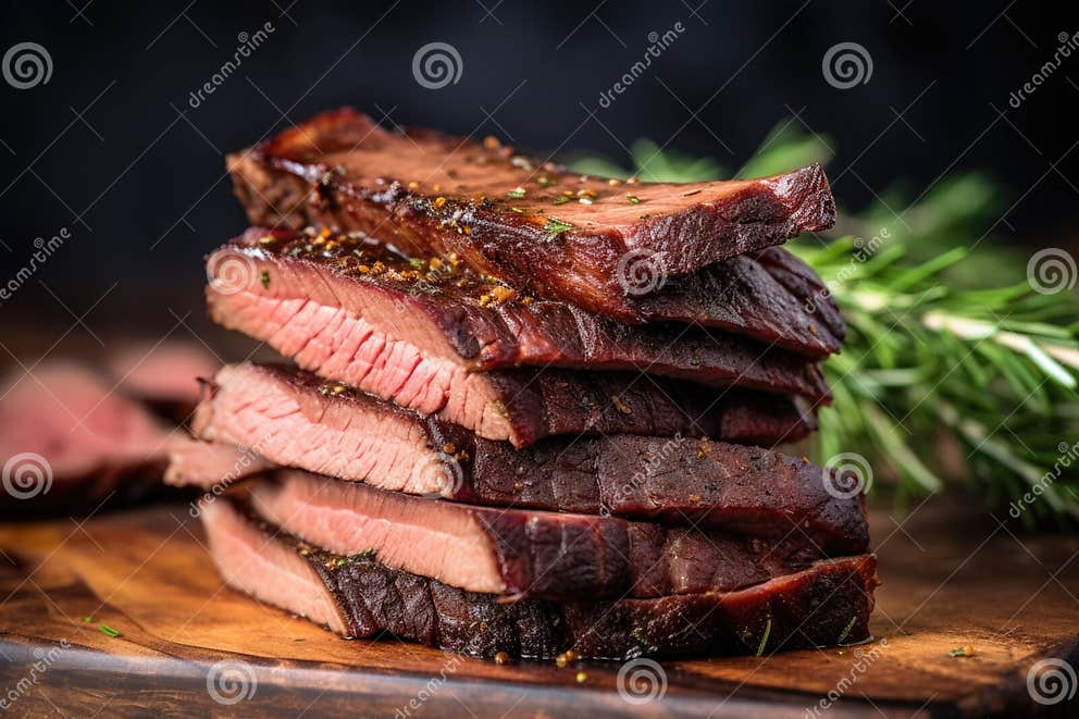 Vertical Stack of Smoked Beef Brisket Slices Stock Photo - Image of ...
