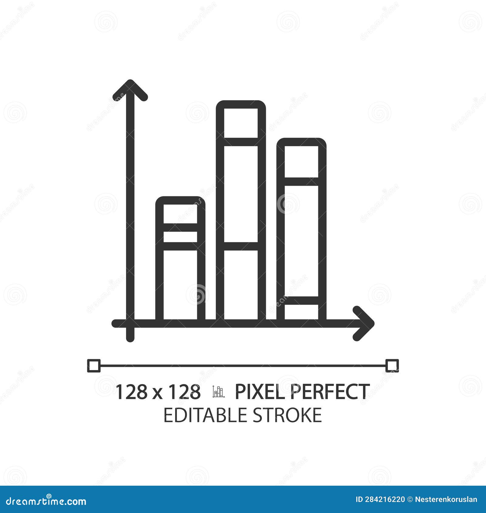 Vertical Stacked Column Chart Linear Icon Stock Vector - Illustration ...