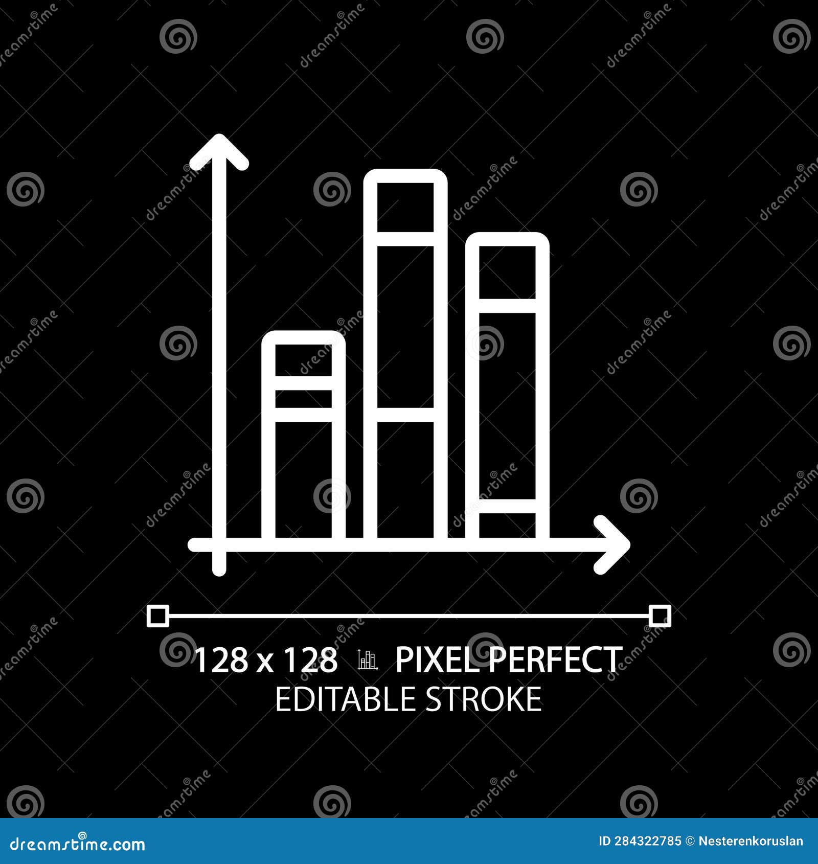 Vertical Stacked Column Chart White Linear Icon for Dark Theme Stock Illustration - Illustration ...