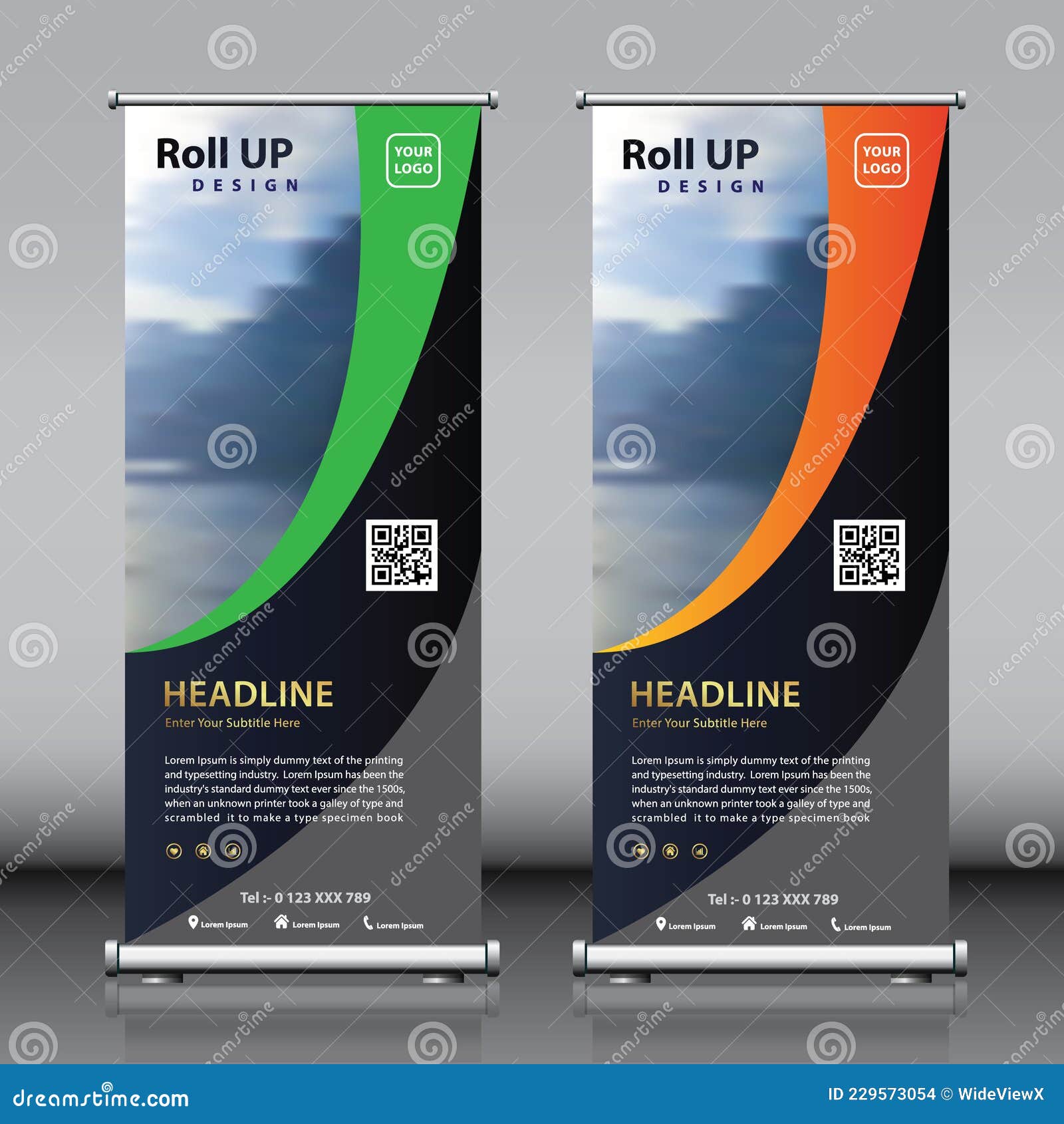 Vertical Standee Banner Template Vector. 2 in 1 EPS 10 Stock Vector ...