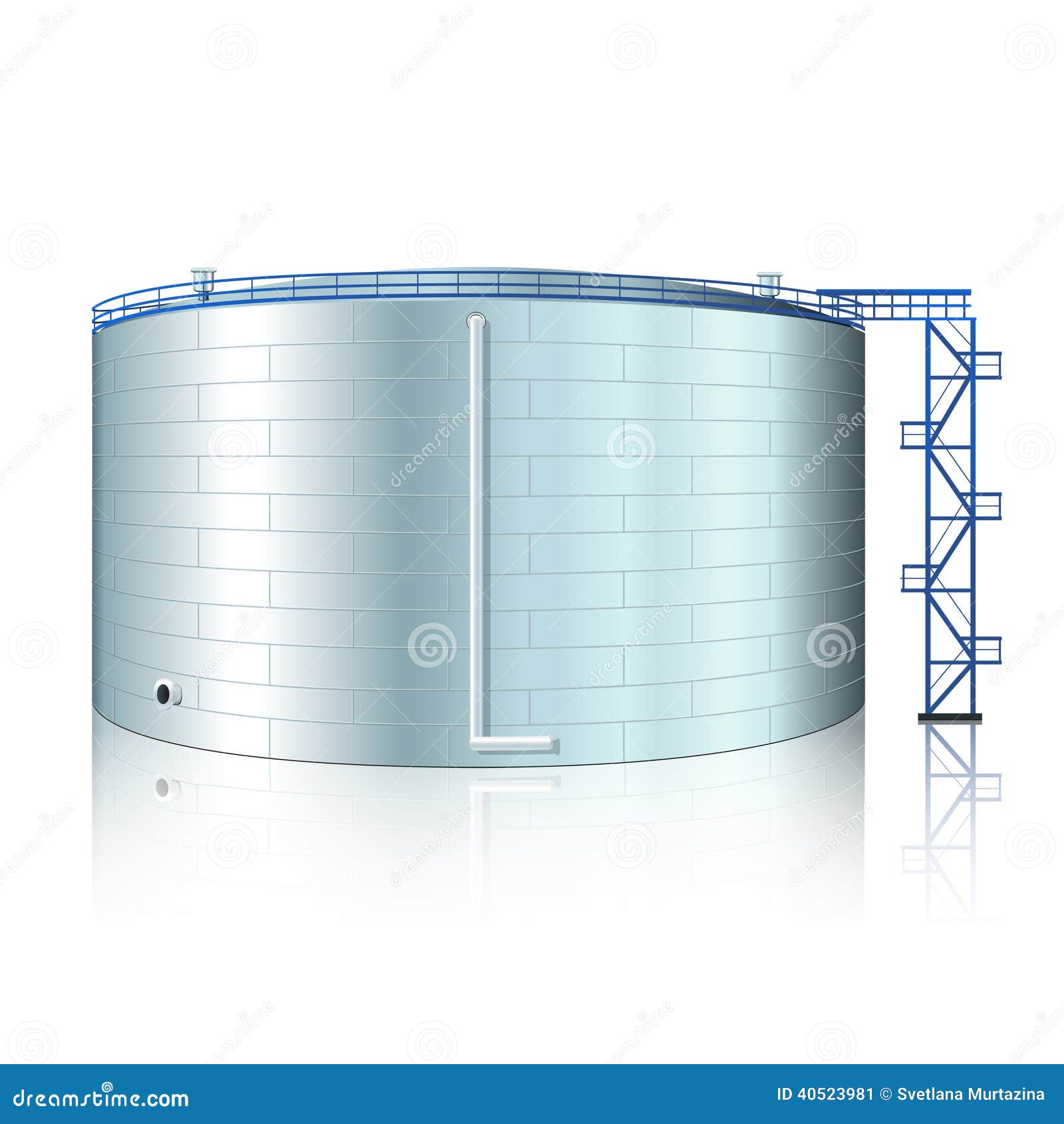 Vertical Steel Tank with Reflection Stock Vector - Illustration of ...