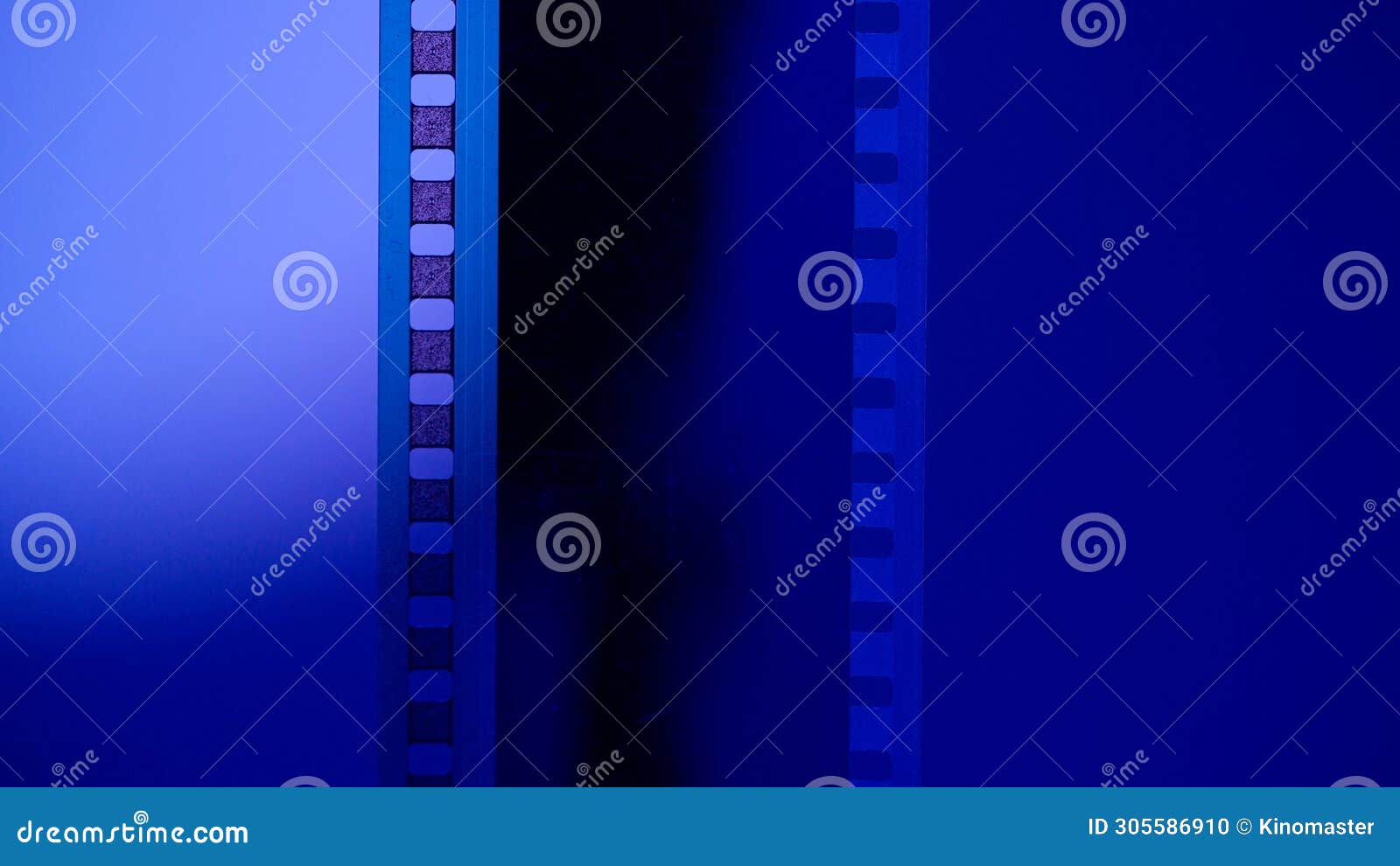 Vertical Strip of Blank Film on Blue Gradient Background Close Up ...