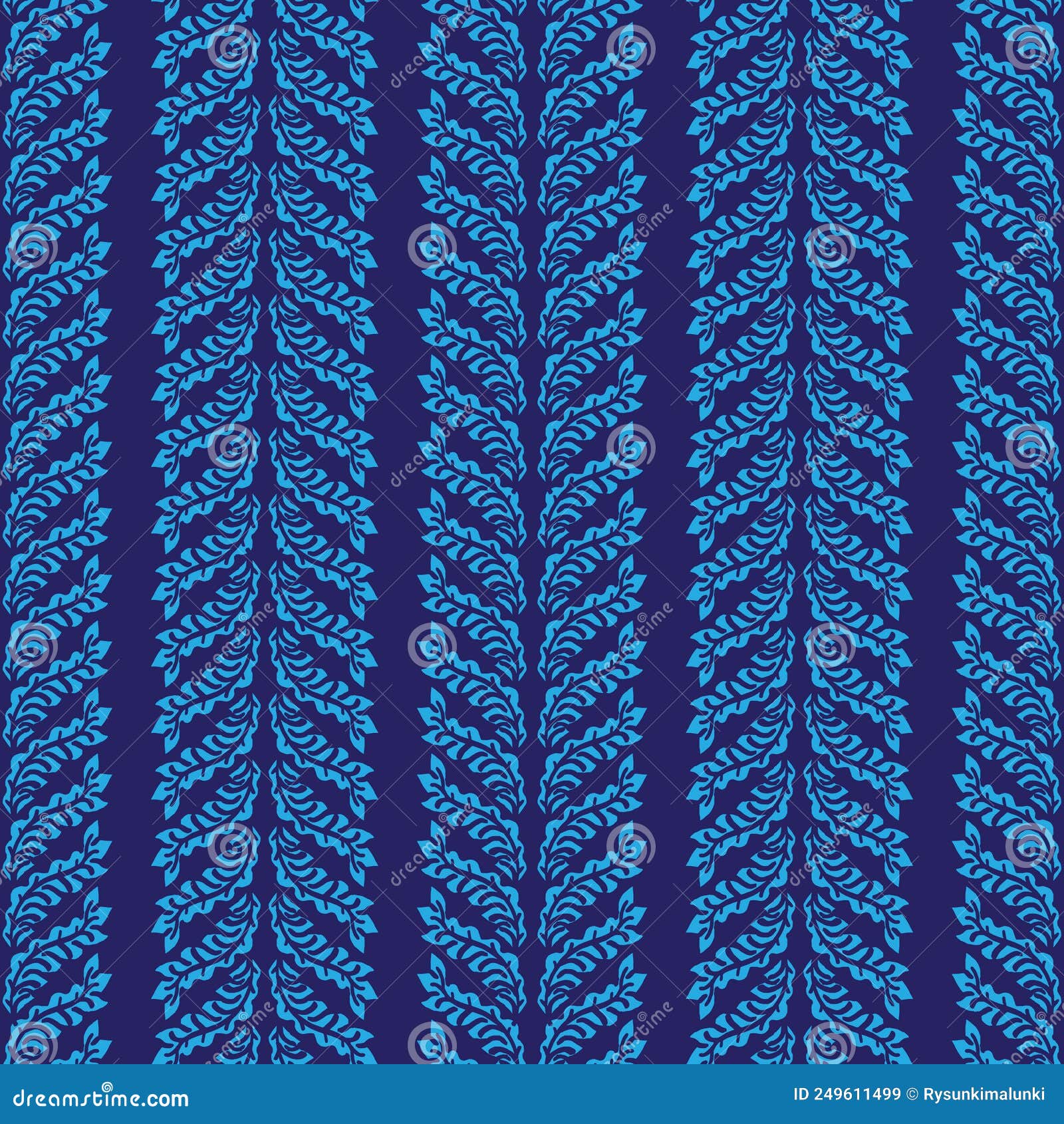 Vertical Stripes of Blue Leaves Seamless Vector Pattern Stock Vector ...