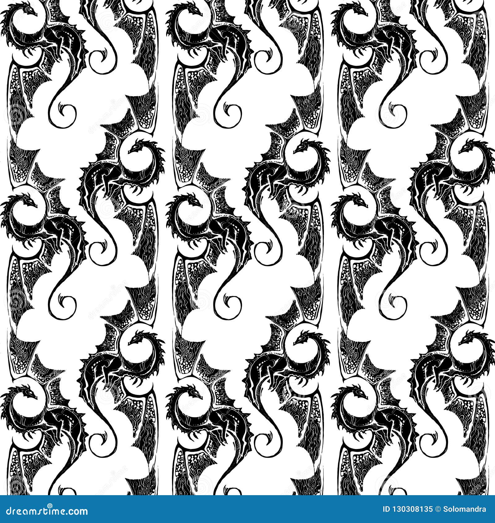 Seamless Background with White Dragons. Texture for the Heroic Tale or ...