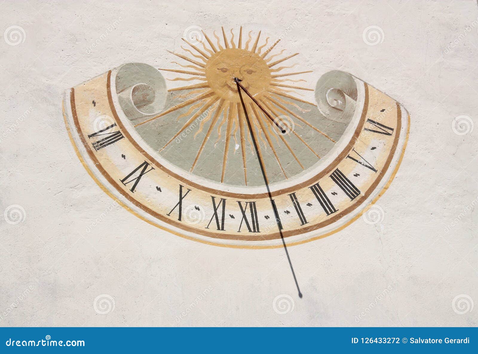 Vertical Sundial on a Building Facade Stock Photo - Image of ...