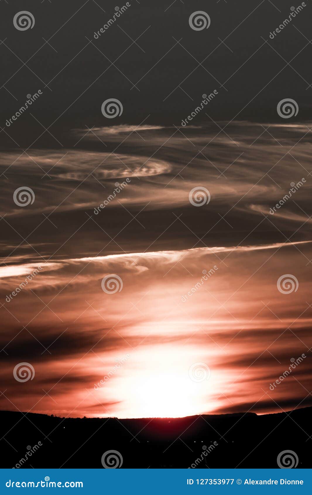 Vertical Sunset with Thin Clouds Stock Image - Image of bright ...