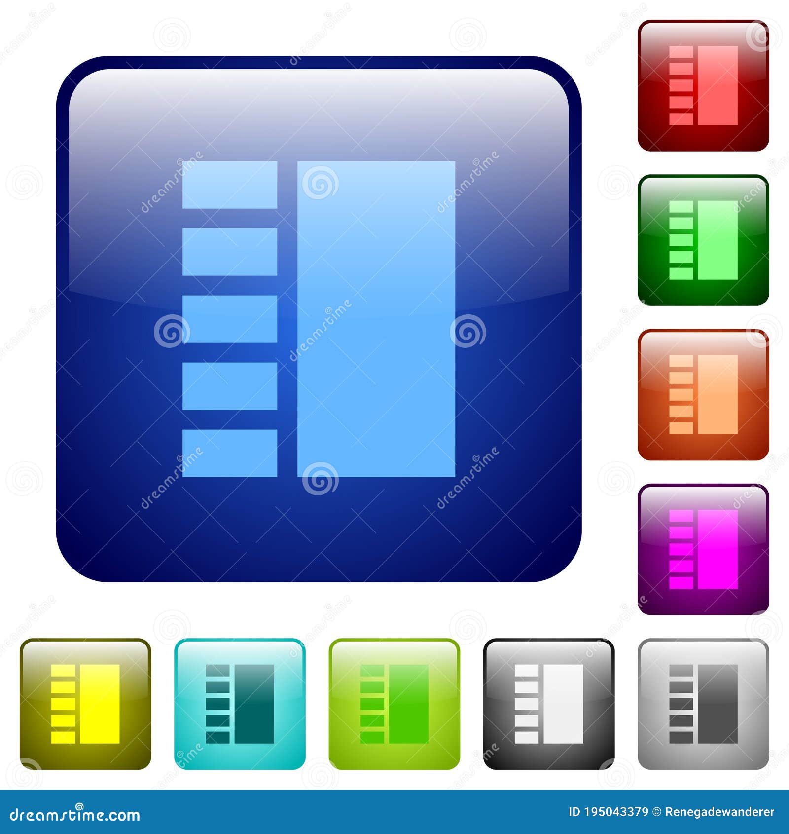 Vertical Tabbed Layout Color Square Buttons Stock Vector - Illustration ...