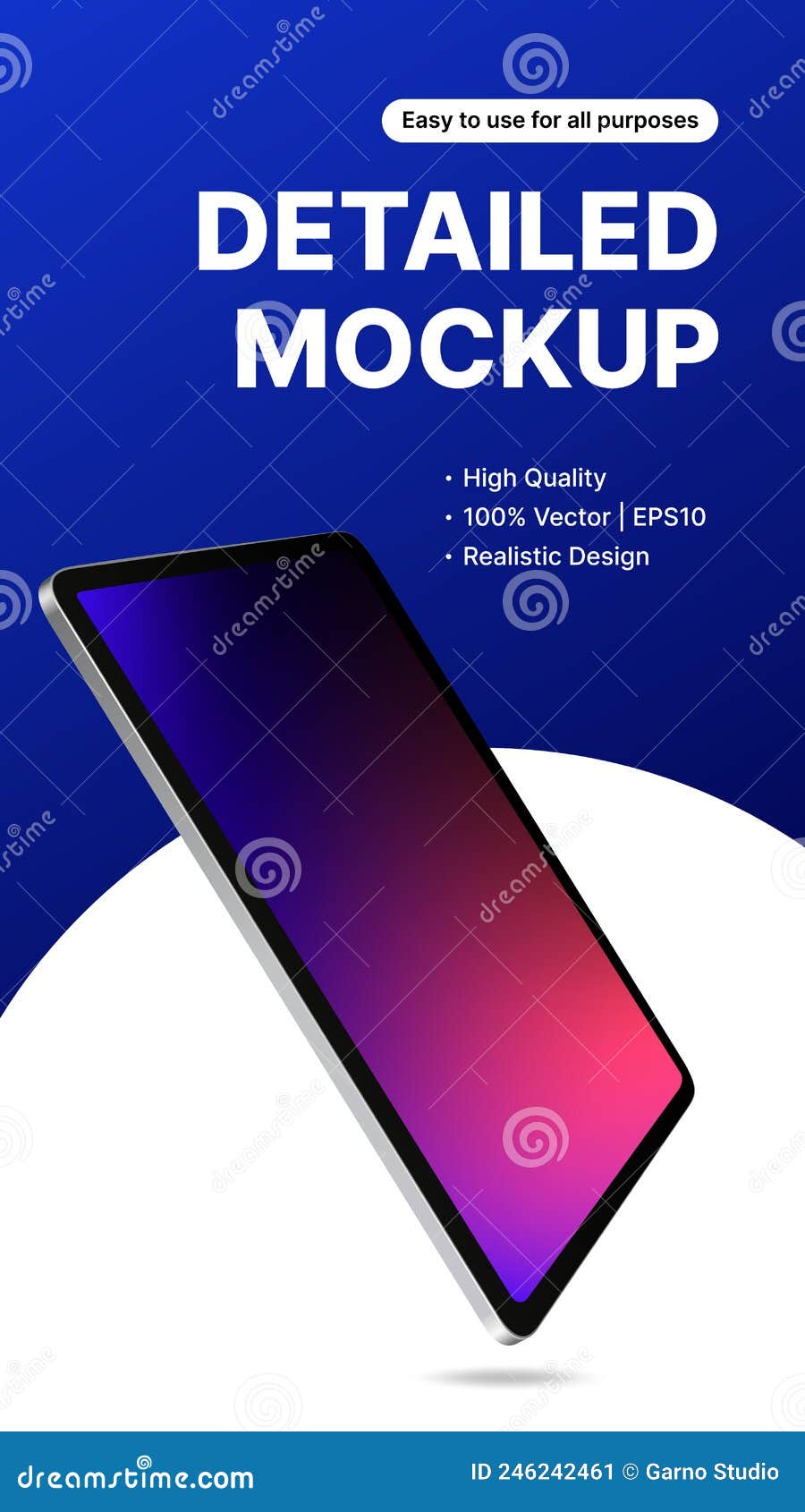 Vertical Tablet Presentation Mockup. Realistic Device Design for Social ...