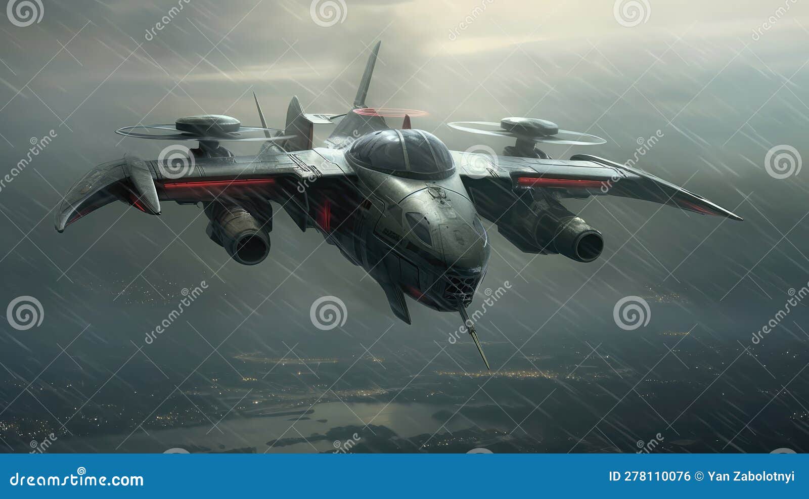 Vertical Takeoff and Landing Vtol Aircraft in a Storm. Generative AI ...