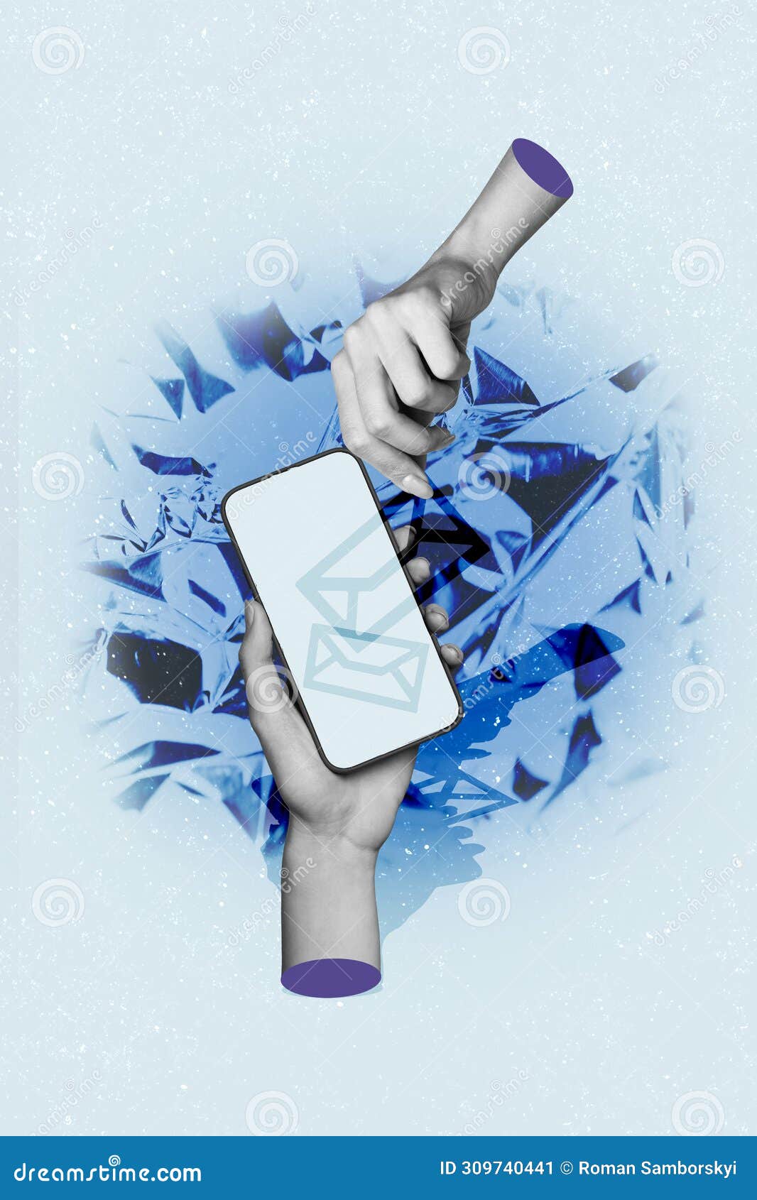 Vertical Template Illustration Collage of Advert Email Messenger ...