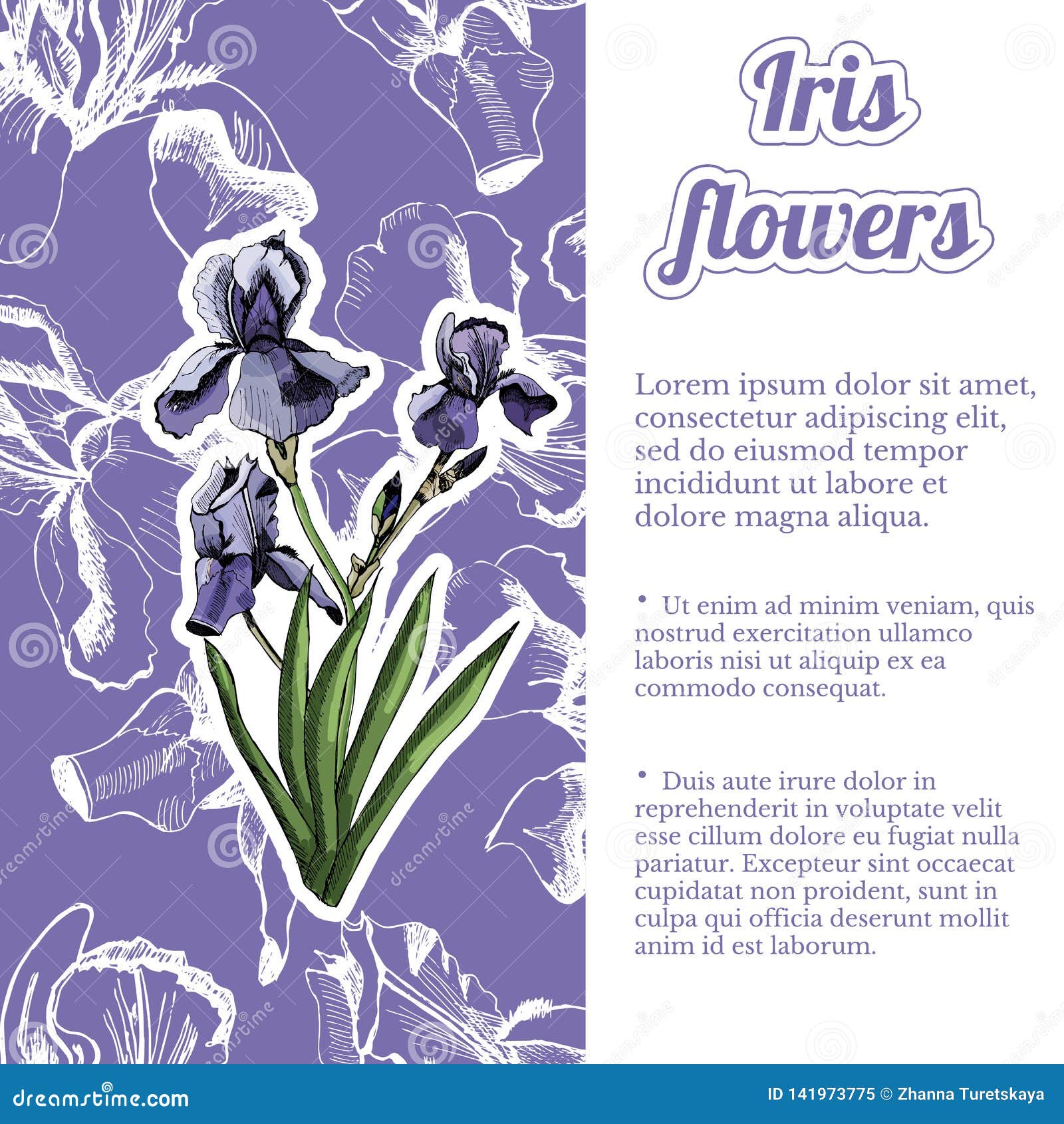 Vertical Template With Violet Seamless Pattern And Sticker Of Purple ...