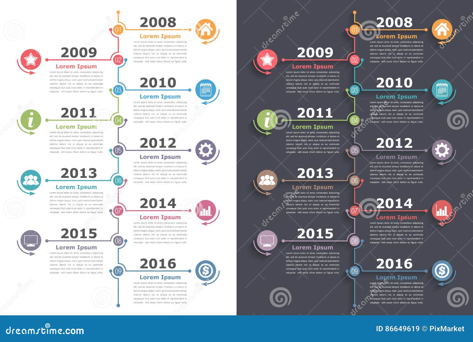 Vertical Timeline stock vector. Illustration of layout - 86649619