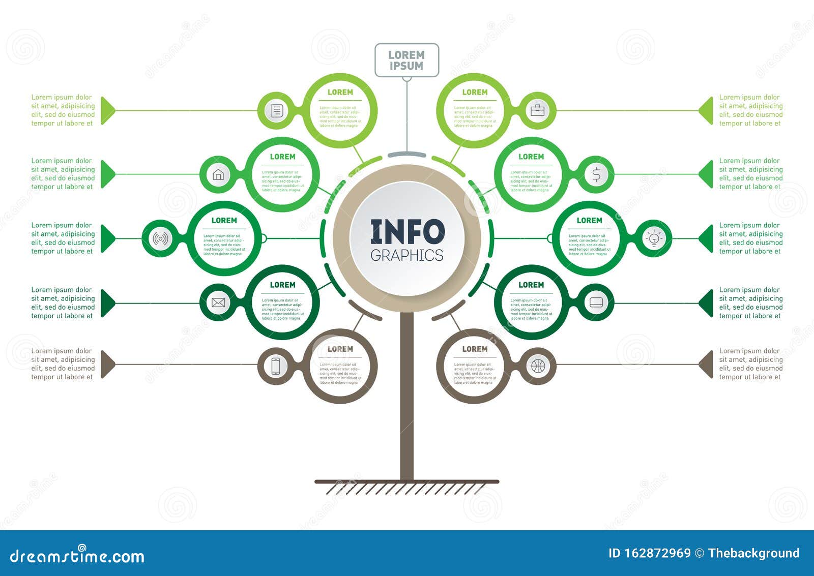 Vertical Timeline or Infographics. Tree of Development and Growth of ...