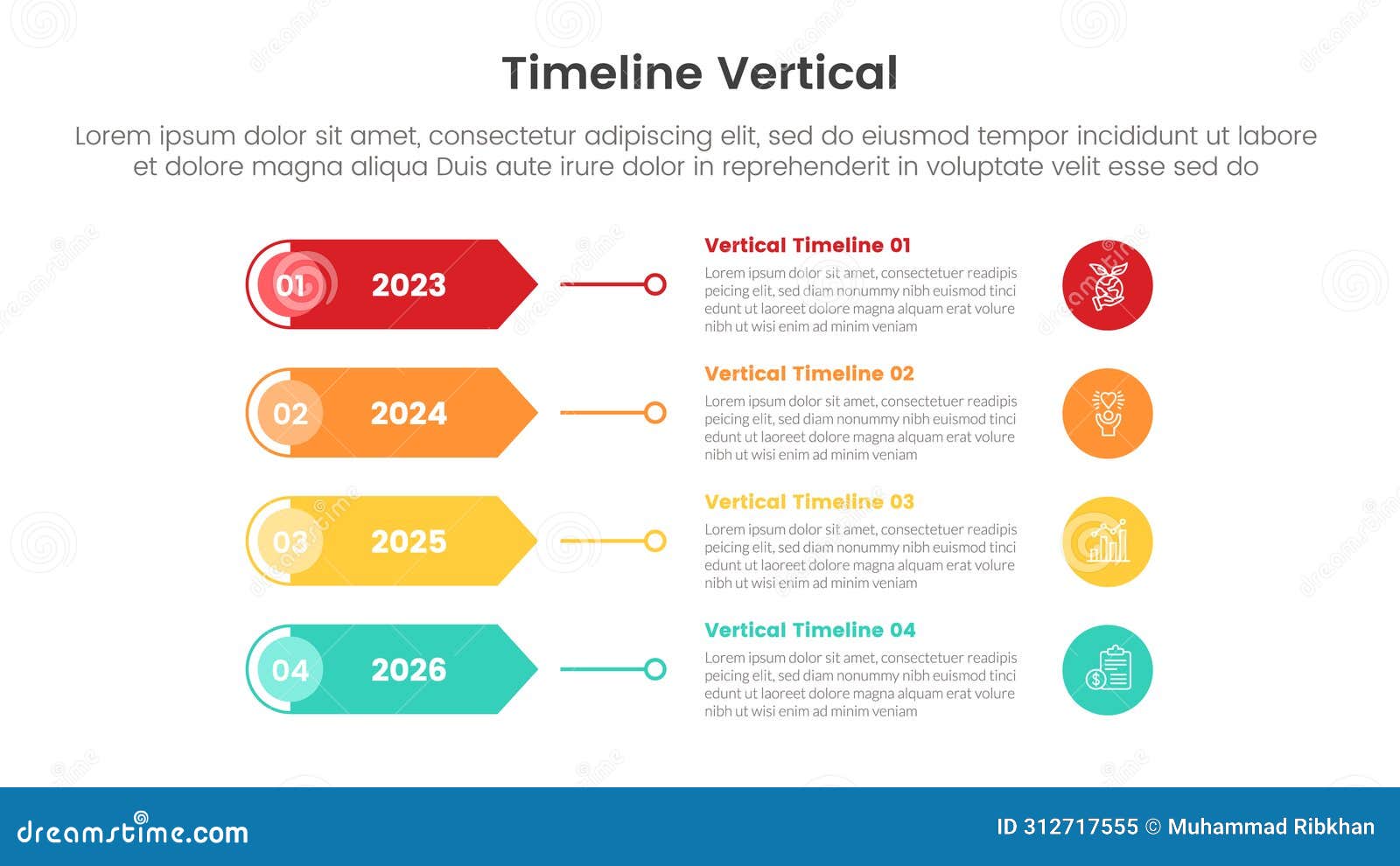 Vertical Timeline Milestone Infographic Template Banner with Round ...