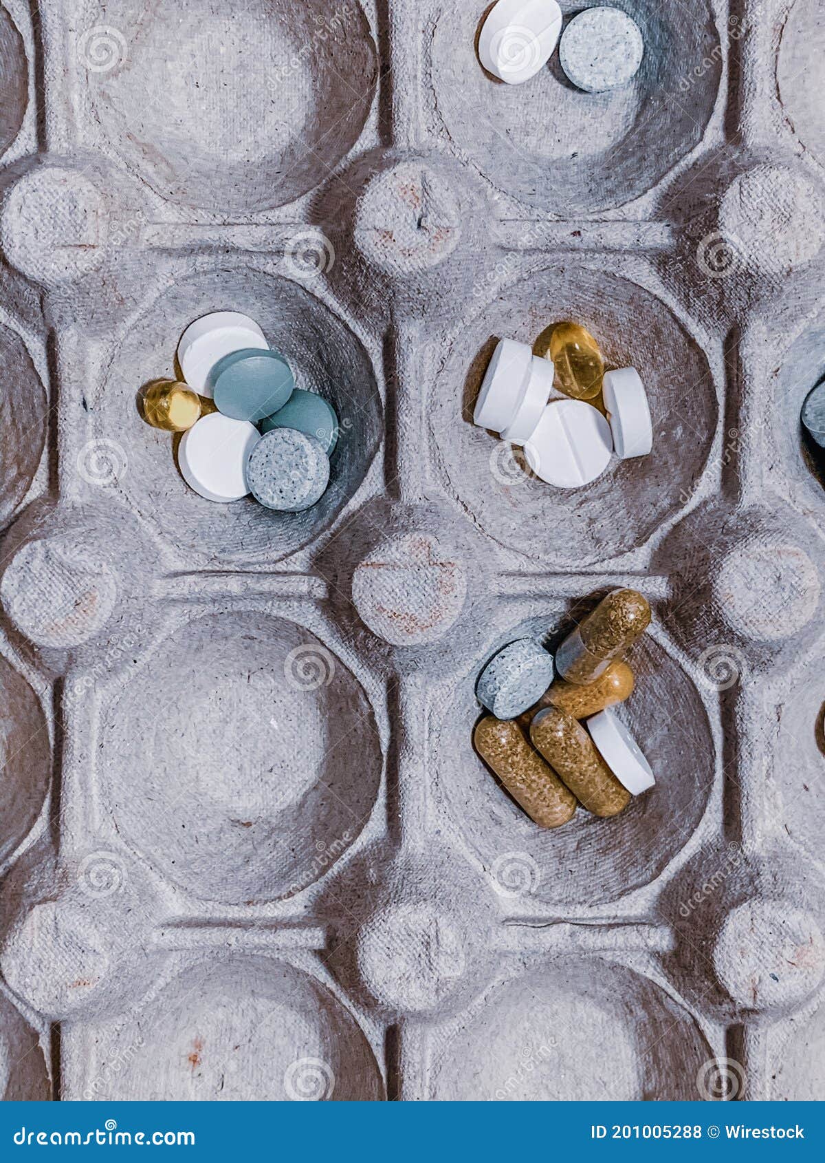 Vertical Top View of Pills and Capsules in a Container Stock Photo ...