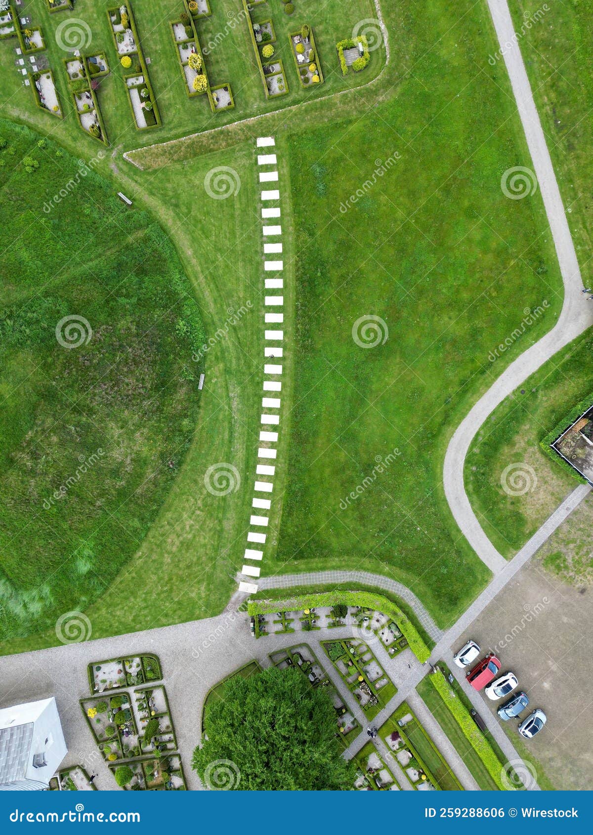 Vertical Top View of Roads and Pathways in the Green Fields Stock Photo ...