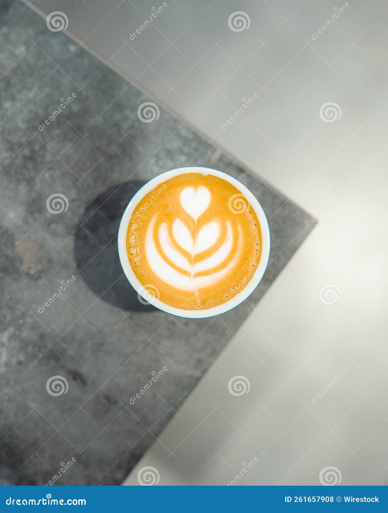 Vertical Top View Shot of a Coffee Mug with a Heart Design Stock Photo ...