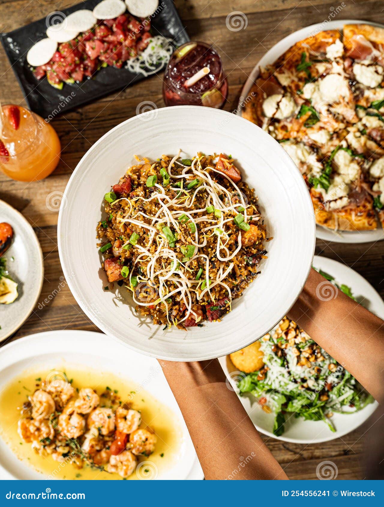 Vertical Top View Shot of a Table Full of Food Stock Image - Image of ...