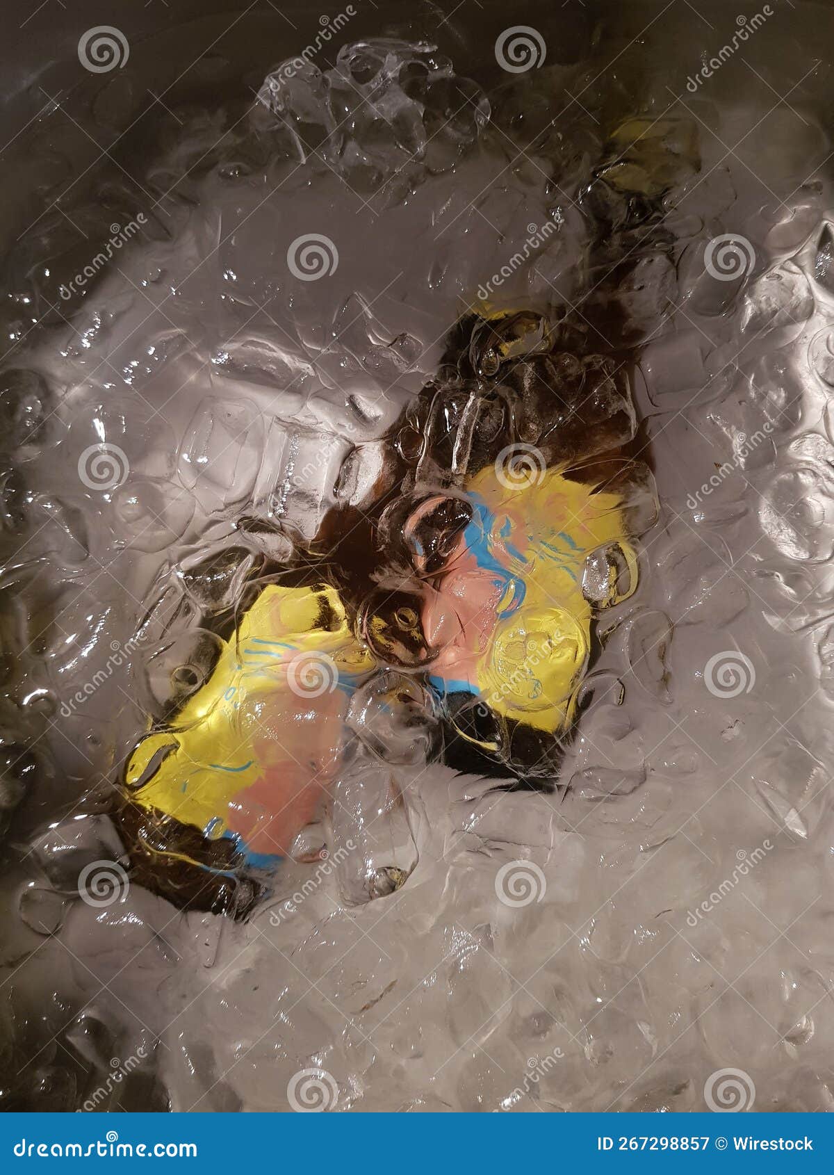 Vertical Top View of Two Cold Beverages in the Ice Cubes Stock Image ...