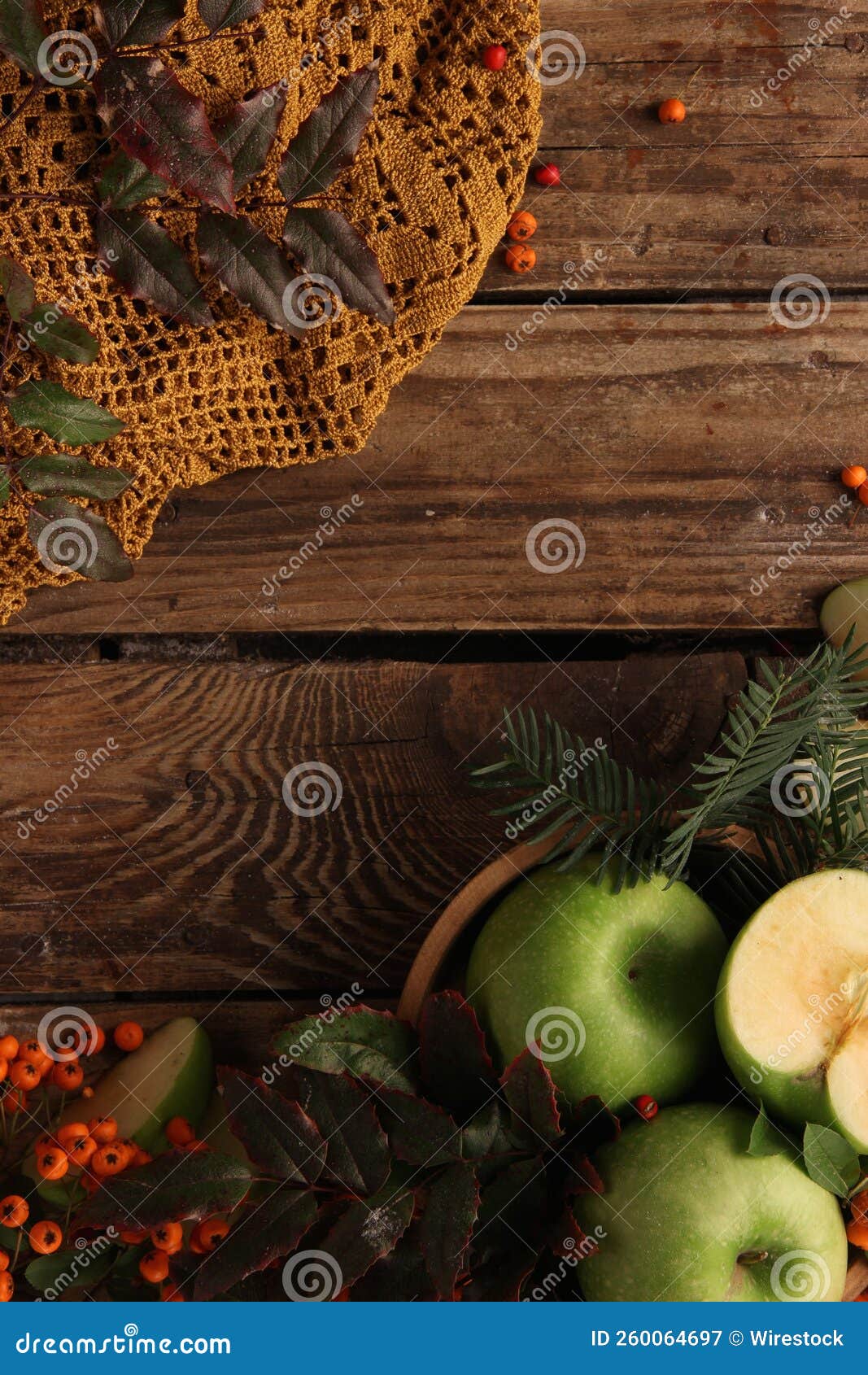 Vertical Top View of a Wooden Table with Fruit on it Stock Image ...