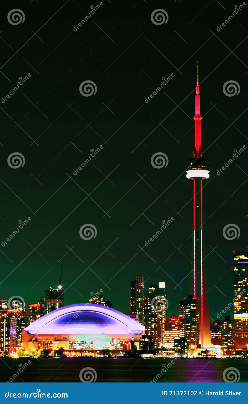 Vertical of the Toronto, Canada Skyline at Night Stock Photo - Image of ...