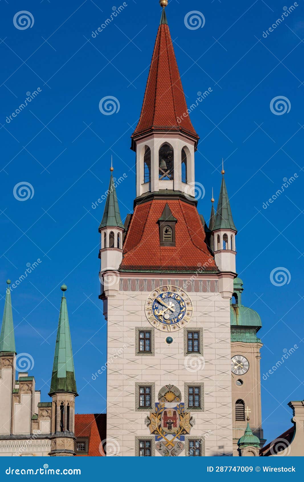 Vertical of a Tower in Munich, Germany Stock Image - Image of cityscape ...