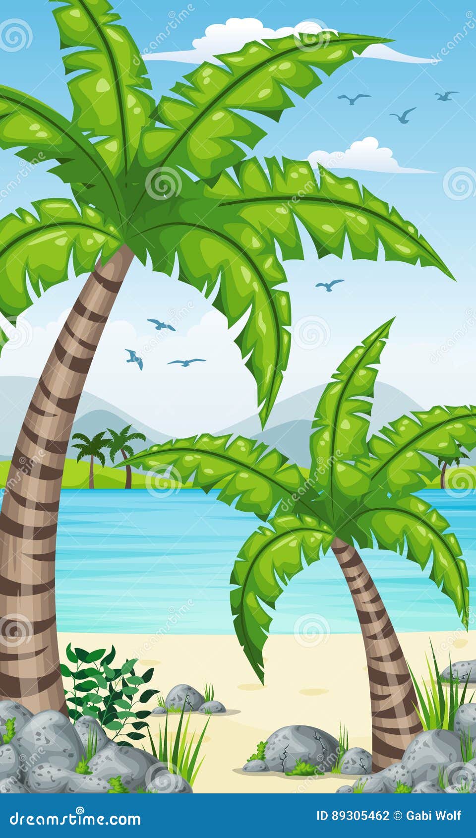Vertical Tropical Coastal Background Stock Vector - Illustration of ...