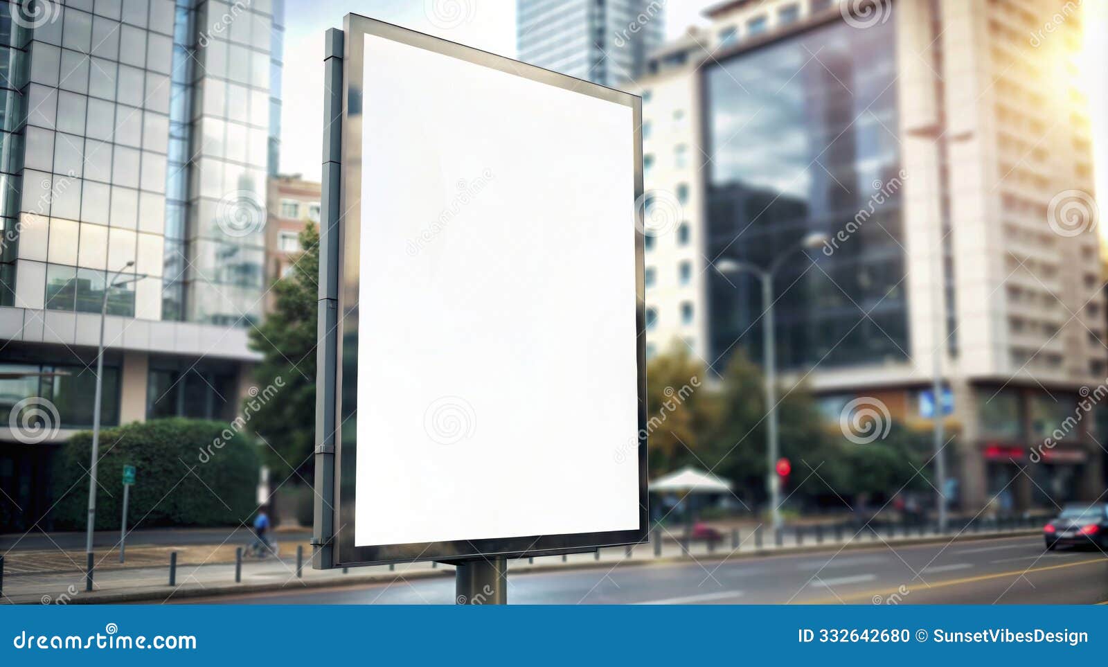 Vertical Urban Glowing Billboard on a Light Sky Background Stock ...