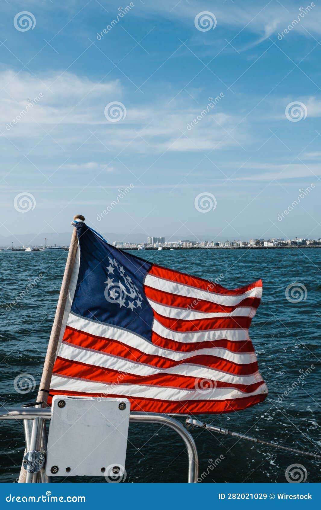 Vertical of US Nautical Flag on a Sailboat in the Sea Stock Image ...