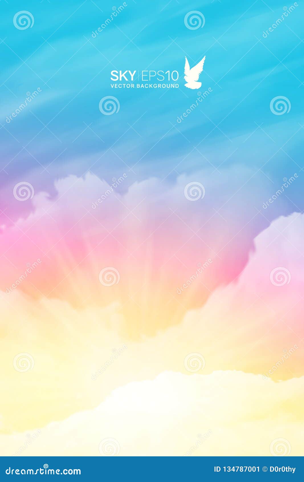 Vertical Vector Background with Realistic Pink-blue Sky Stock Vector ...