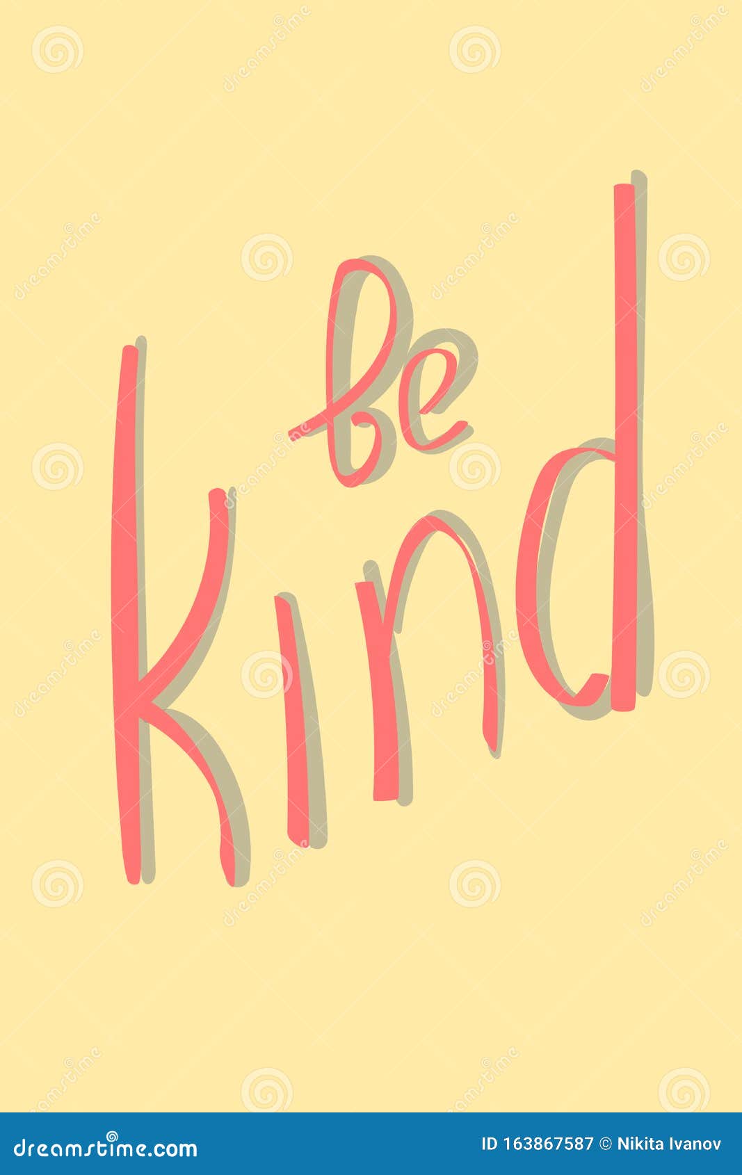 Vertical Vector Postcard with Text Headline Be Kind Stock Vector ...