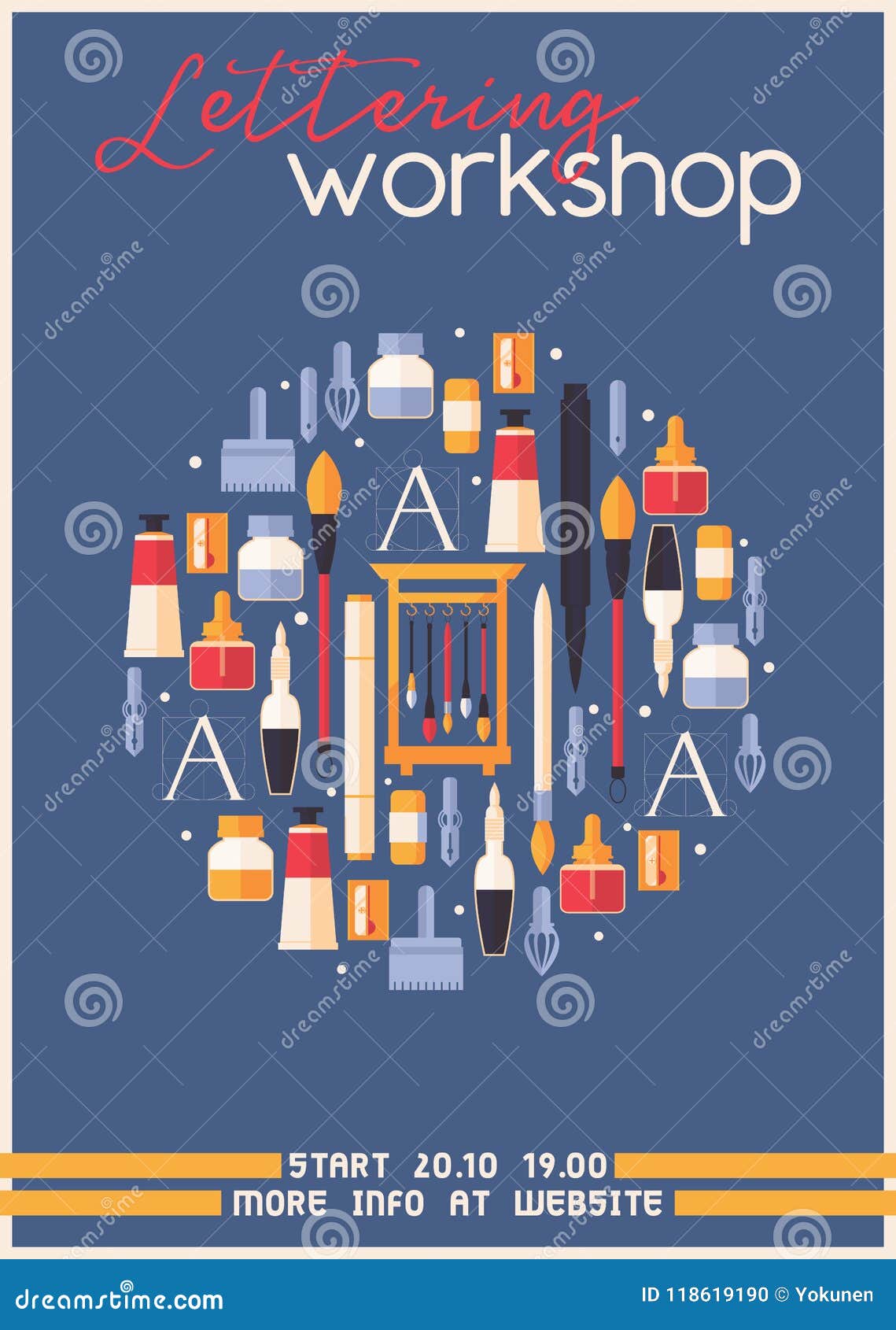 Calligraphy Workshop Flyer Design, Ad Poster Template. Promotion ...