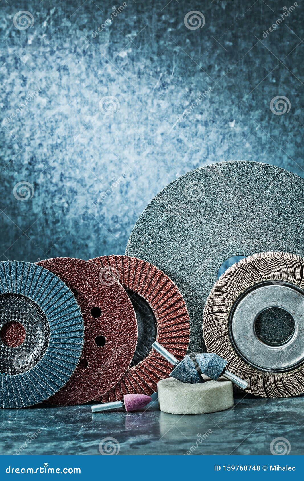 Vertical Version Set of Abrasive Tools on Metalic Background Stock ...