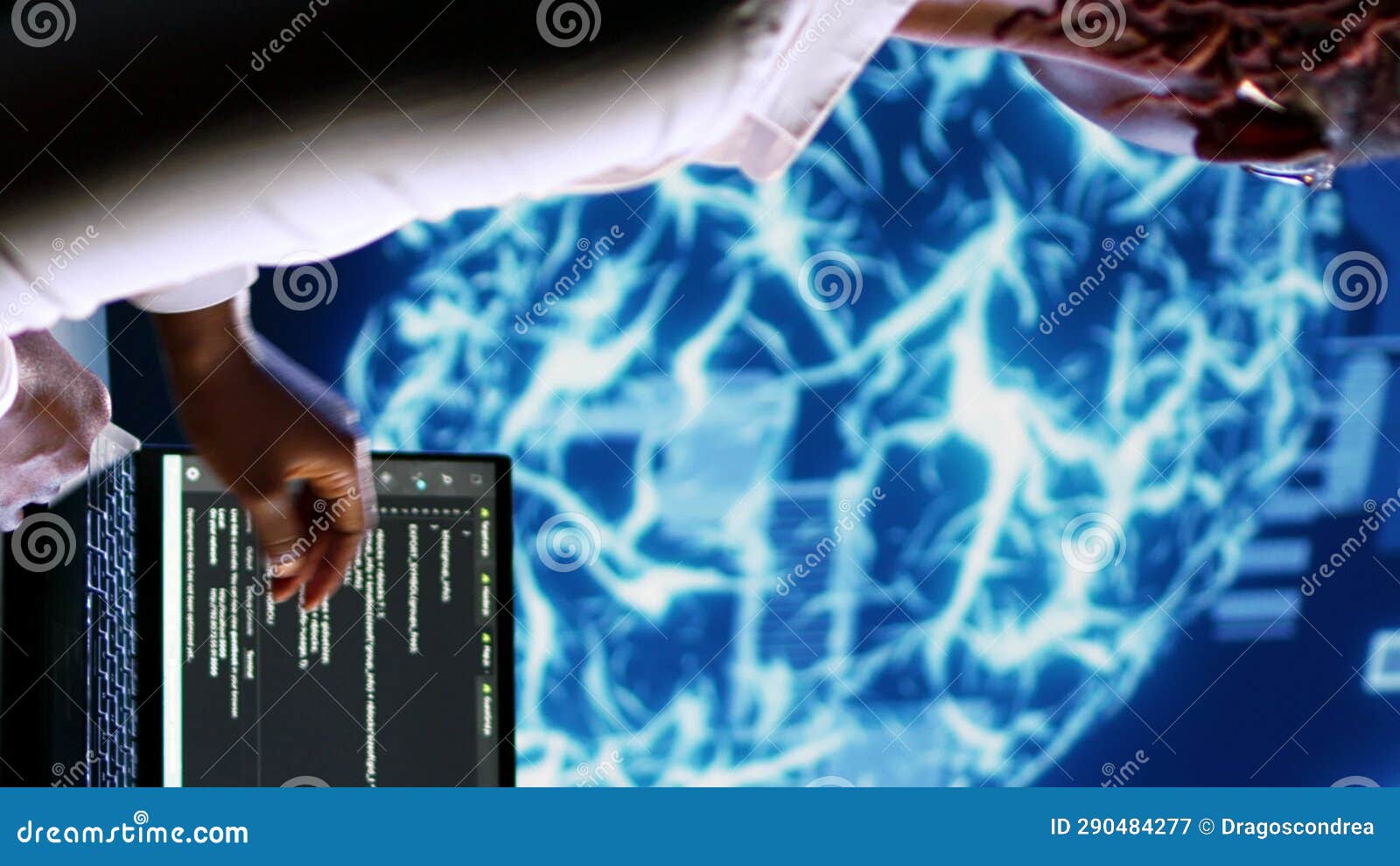 Vertical Video AI Executive Runs Code in Data Center Stock Video ...