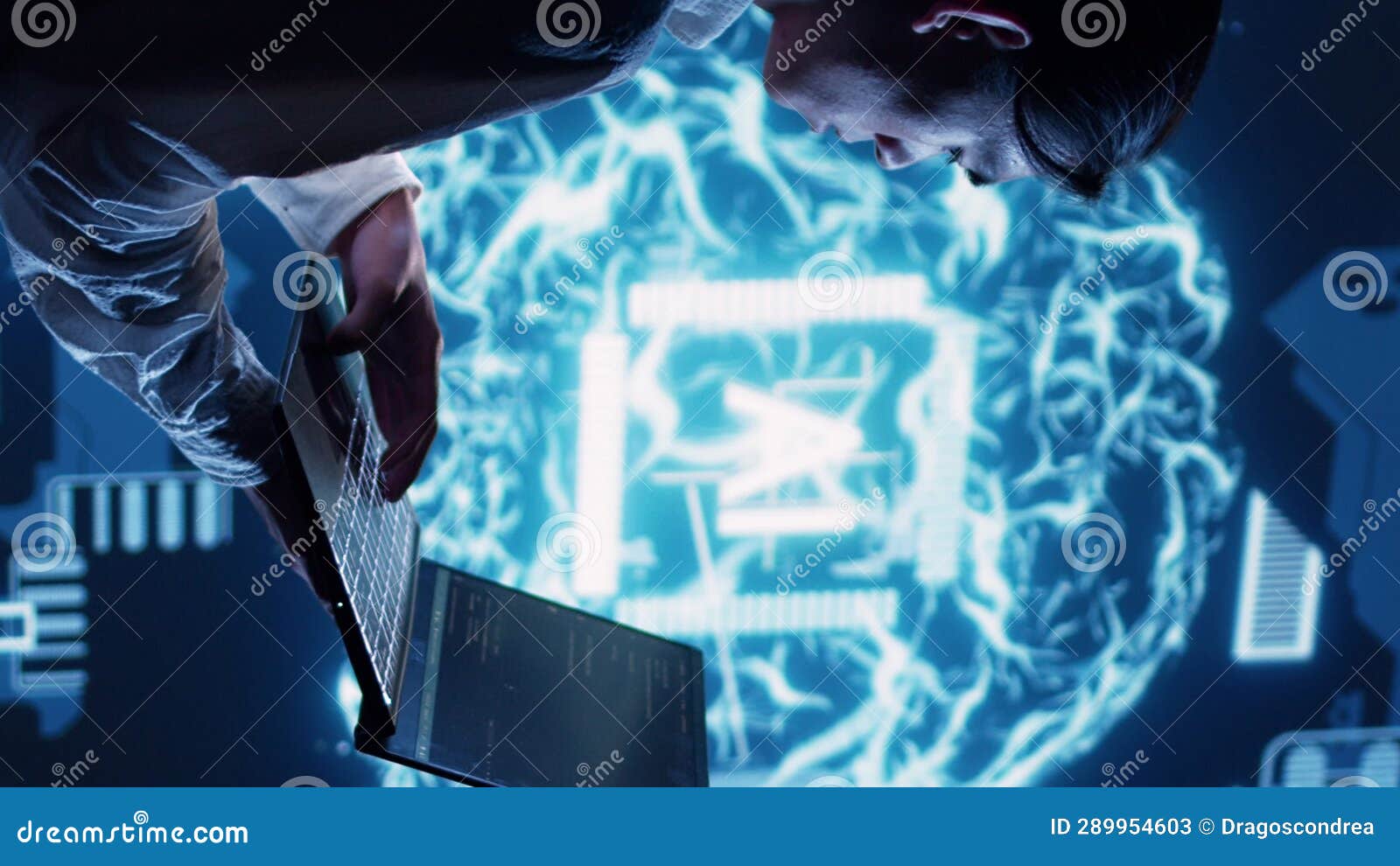 Vertical Video AI Developer Runs Code in Data Center Stock Video - Video of cybersecurity, admin ...