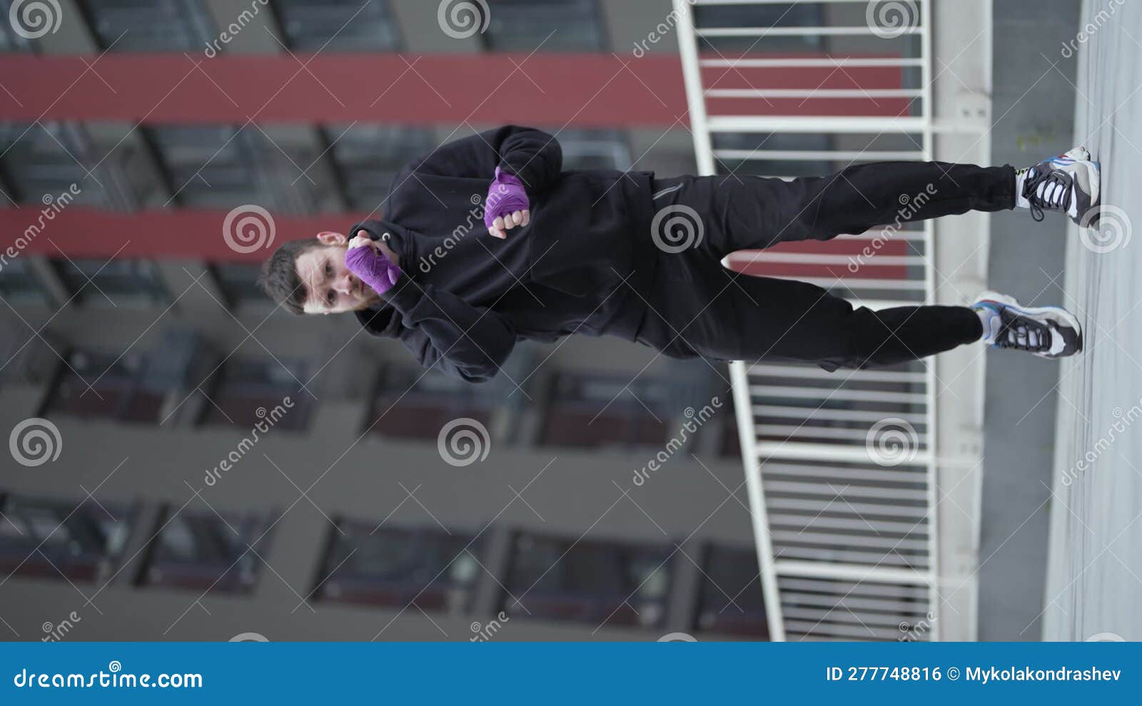 Vertical Video of an Athlete Guy Boxer Who is Training Stock Footage ...