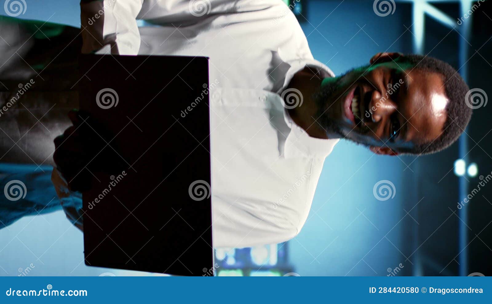 Vertical Video Computer Expert Walking between Servers Stock Footage ...