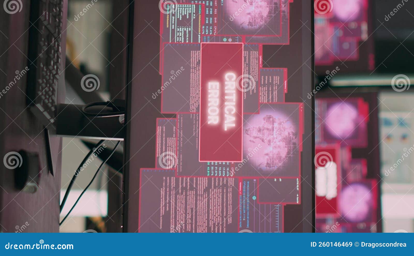 Vertical Video Computers Displaying Critical Error Message Flashing On