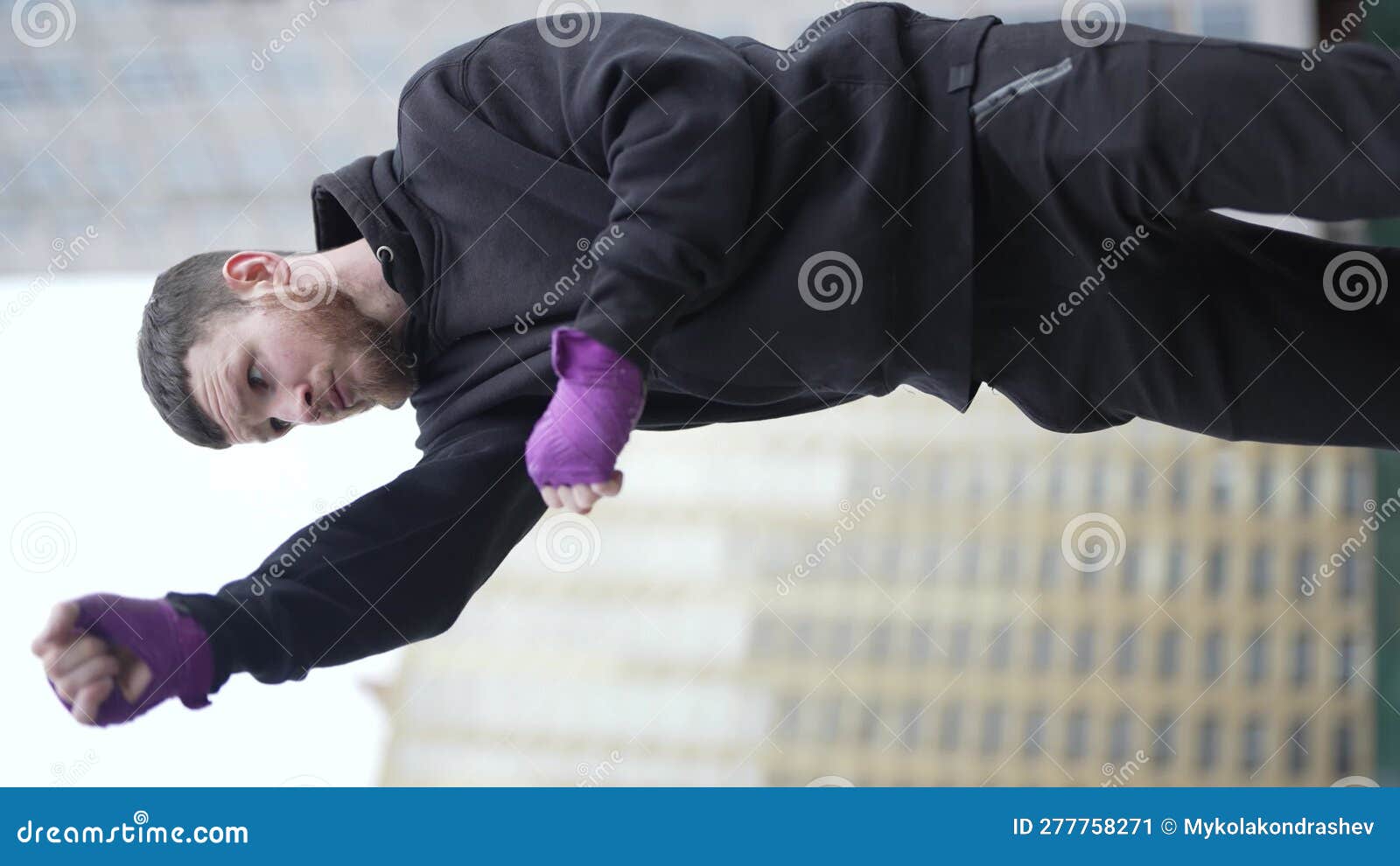 Vertical Video of an Athlete Guy Boxer Who is Training Stock Video ...