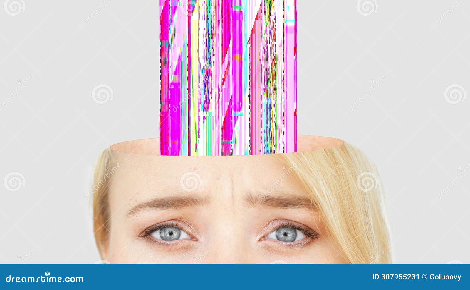 Vertical Propaganda Influence Woman Head Glitch Stock Image - Image of ...