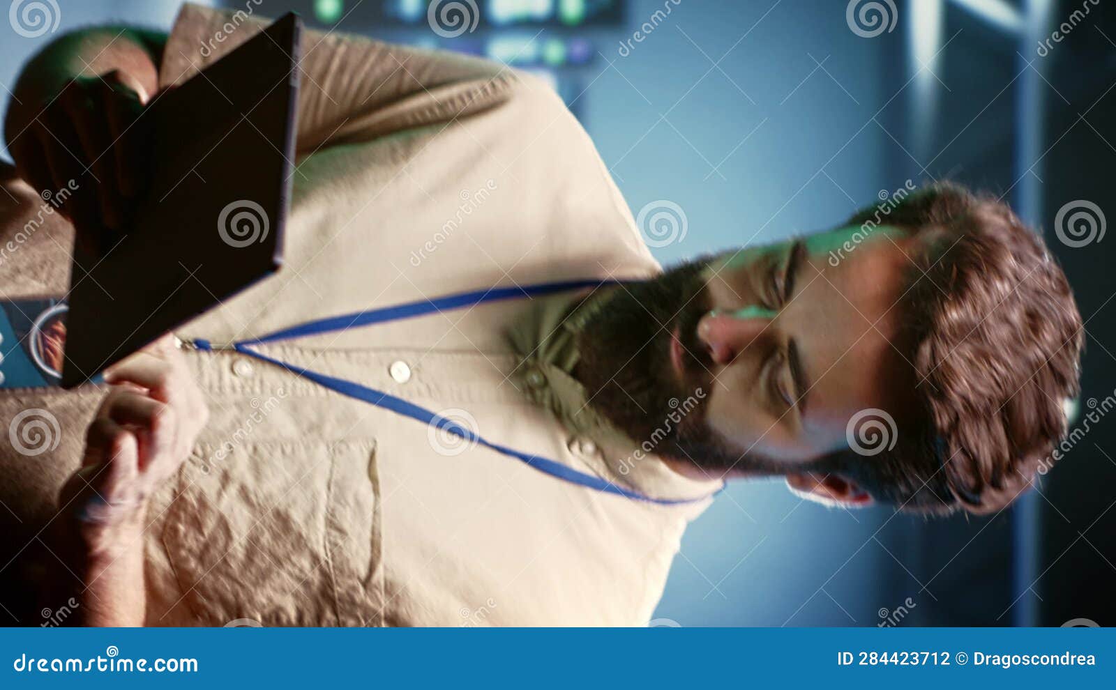 Vertical Video Supervisor in Server Routine Inspection Stock Footage ...