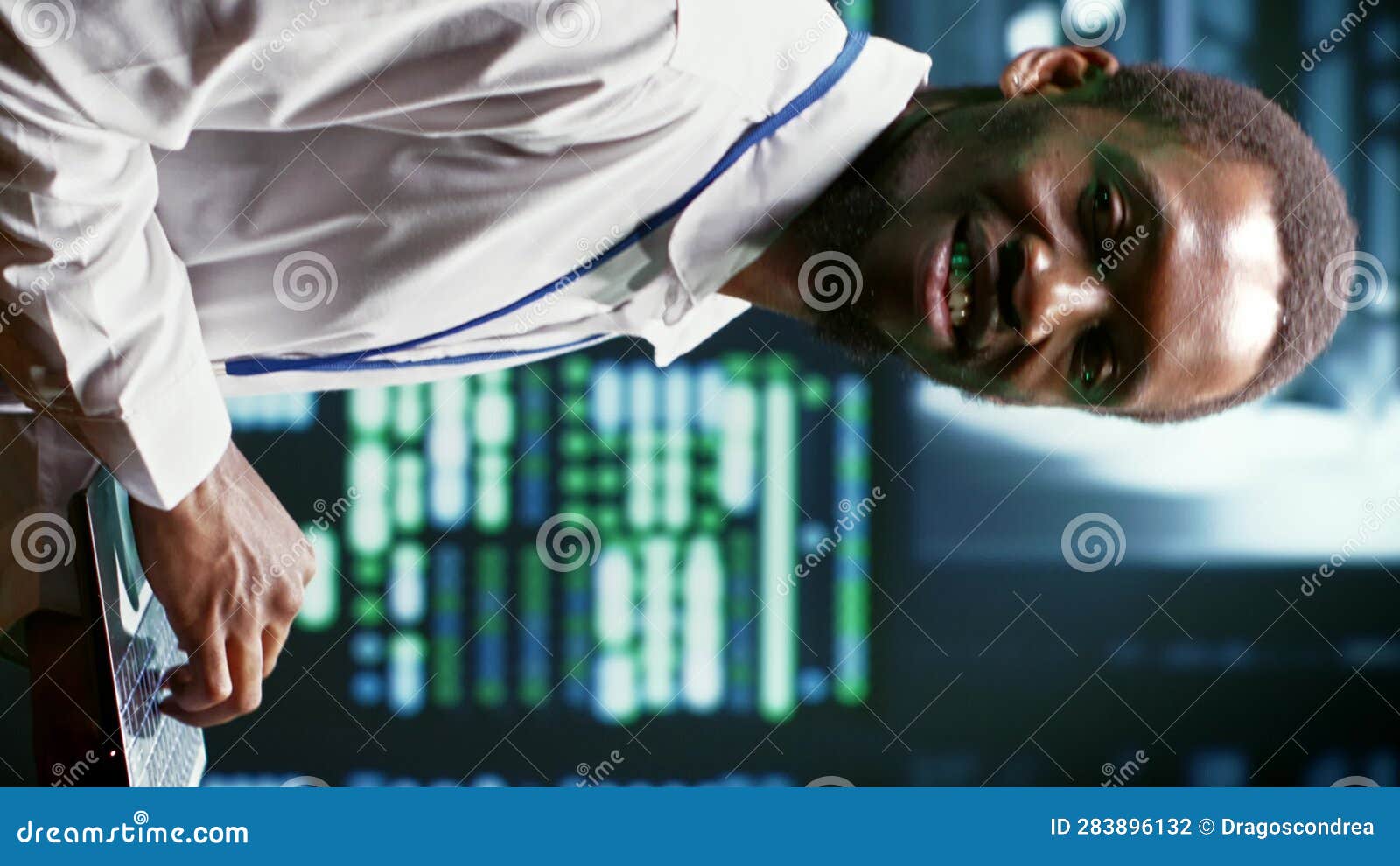 Vertical Video Supervisor Monitoring Crypto Mining Farm Stock Footage ...