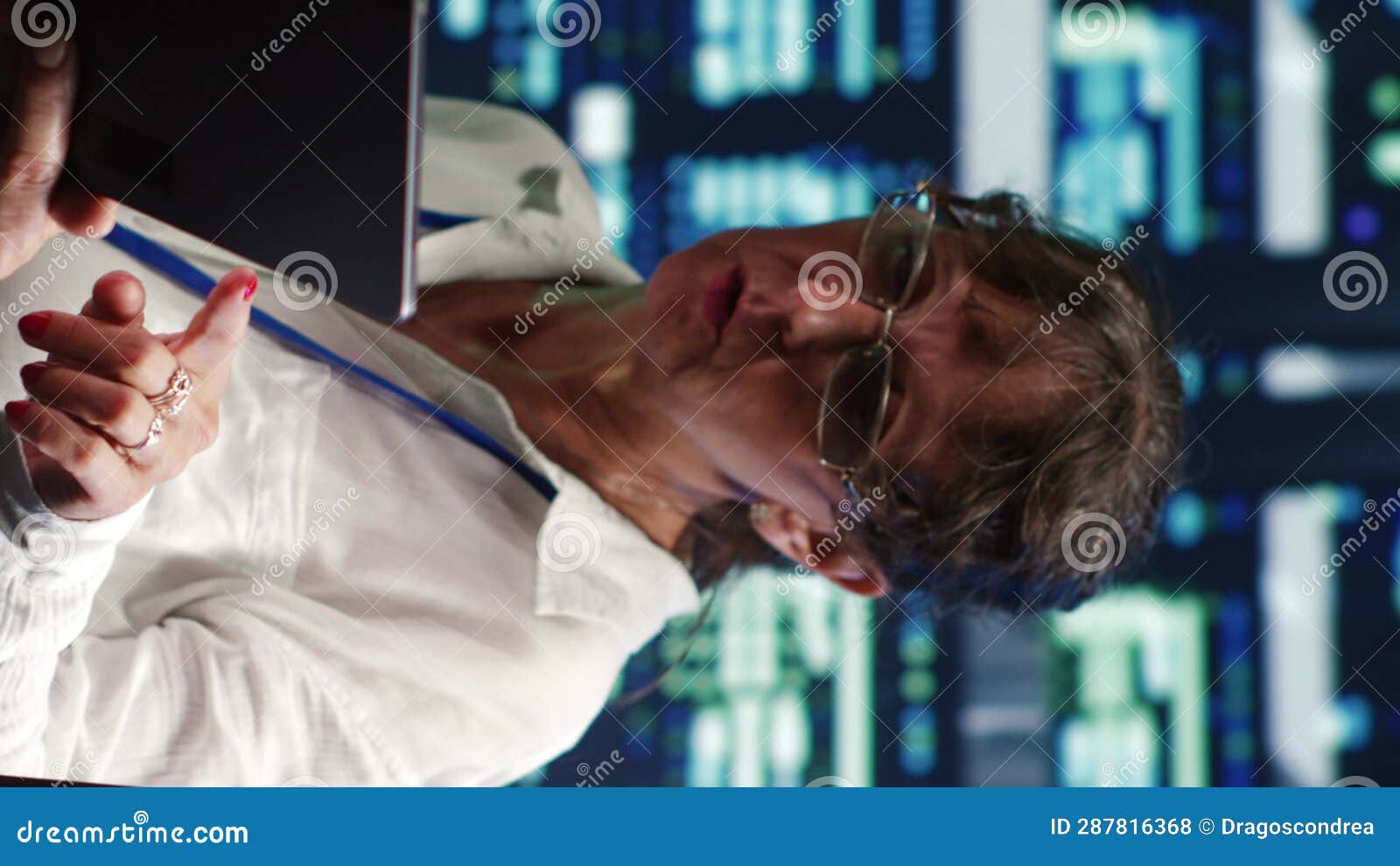 Vertical Managers Running Code in Data Center Stock Footage - Video of ...